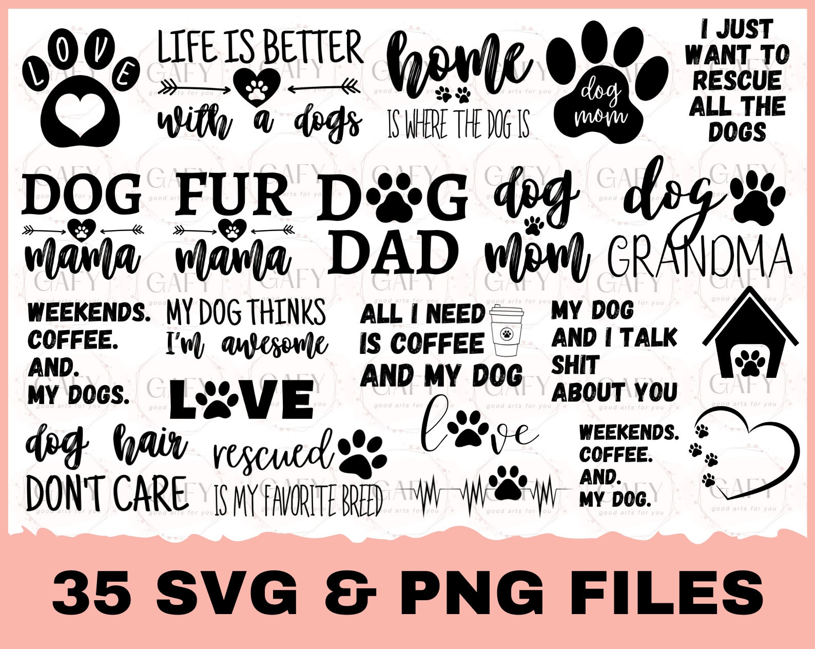 Dog Svg Bundle Hand Drawn Dog Mom Svg Paw Svg Dog Lover | Etsy