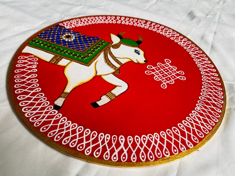 Holy Cow With Indian Rangoli - Pichwai Painting, Wall Decor, Indian Art ...