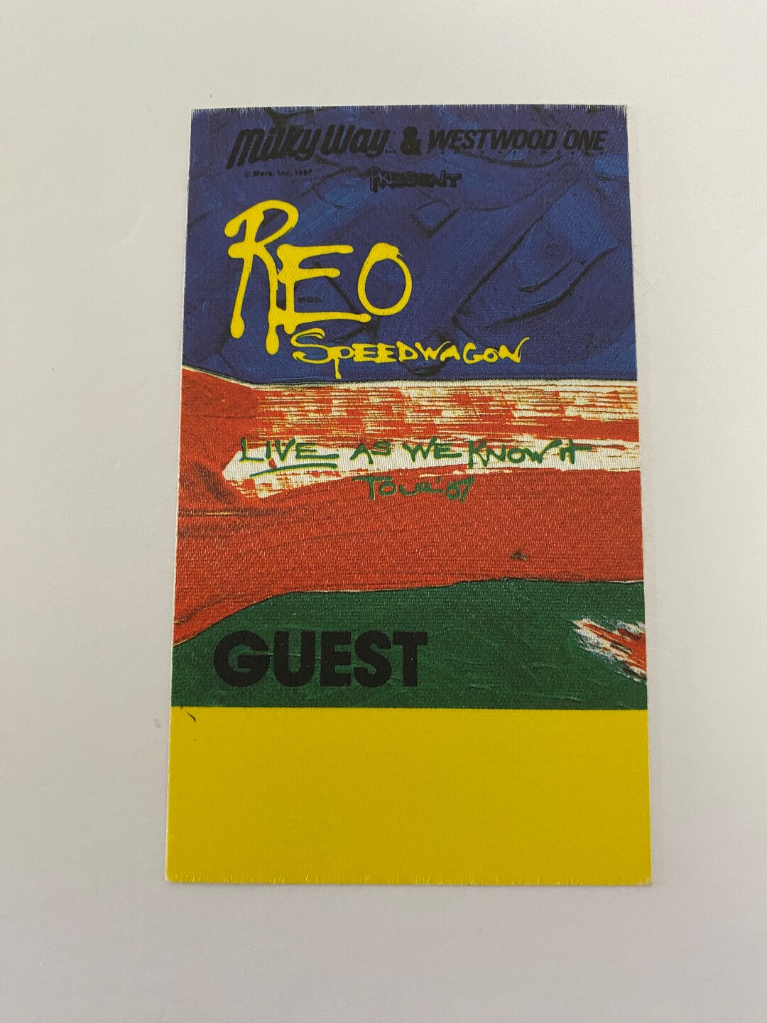 REO Speedwagon Original Unused Cloth Guest Pass Live as We Know It Tour ...