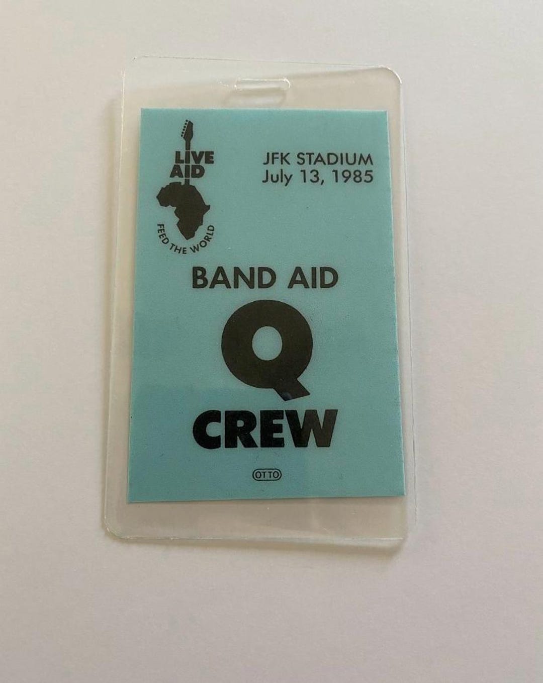 Live Aid Band Aid JFK Stadium Original Blue Laminated Crew Pass Q July ...