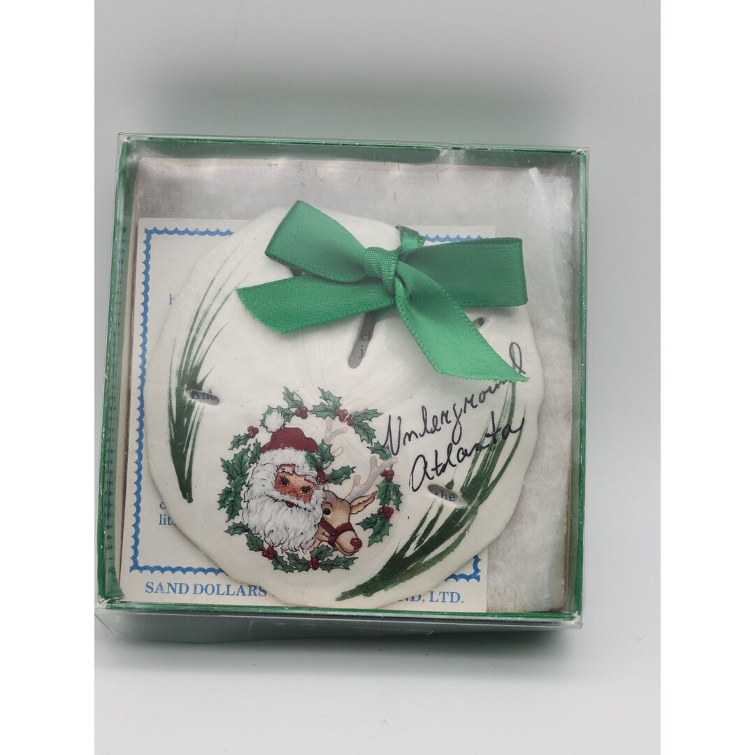 VTG Sand Dollar Santa Xmas Hand Painted Holy Ghost Shell Star Bethlehem ...