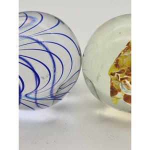 Vintage Paperweight Art Glass Apple Round Lot Blue Yellow Orange Orb ...