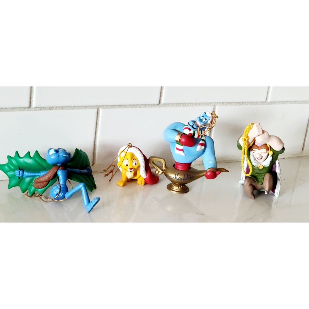 VTG Disney Grolier Xmas Ornaments Aladdin Quasimodo Oliver Flik Bugs ...
