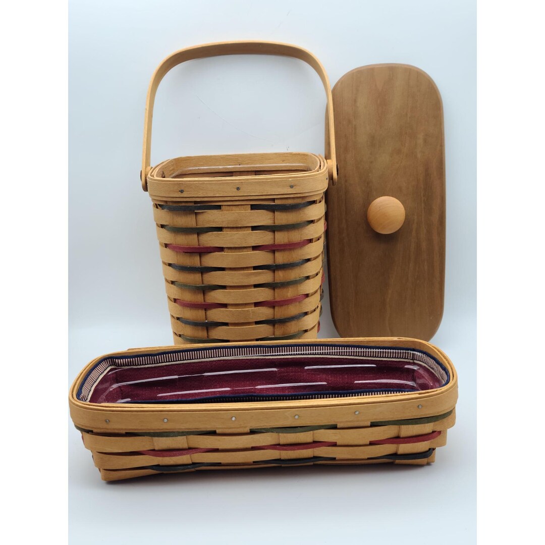 Longaberger Large Peg Cracker Basket Lid Combo Liner Woven Traditions ...