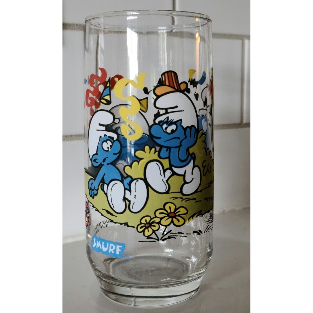 Vintage 80's Harmony Smurf Drinking Glass Hardees Collector 16 Oz - Etsy