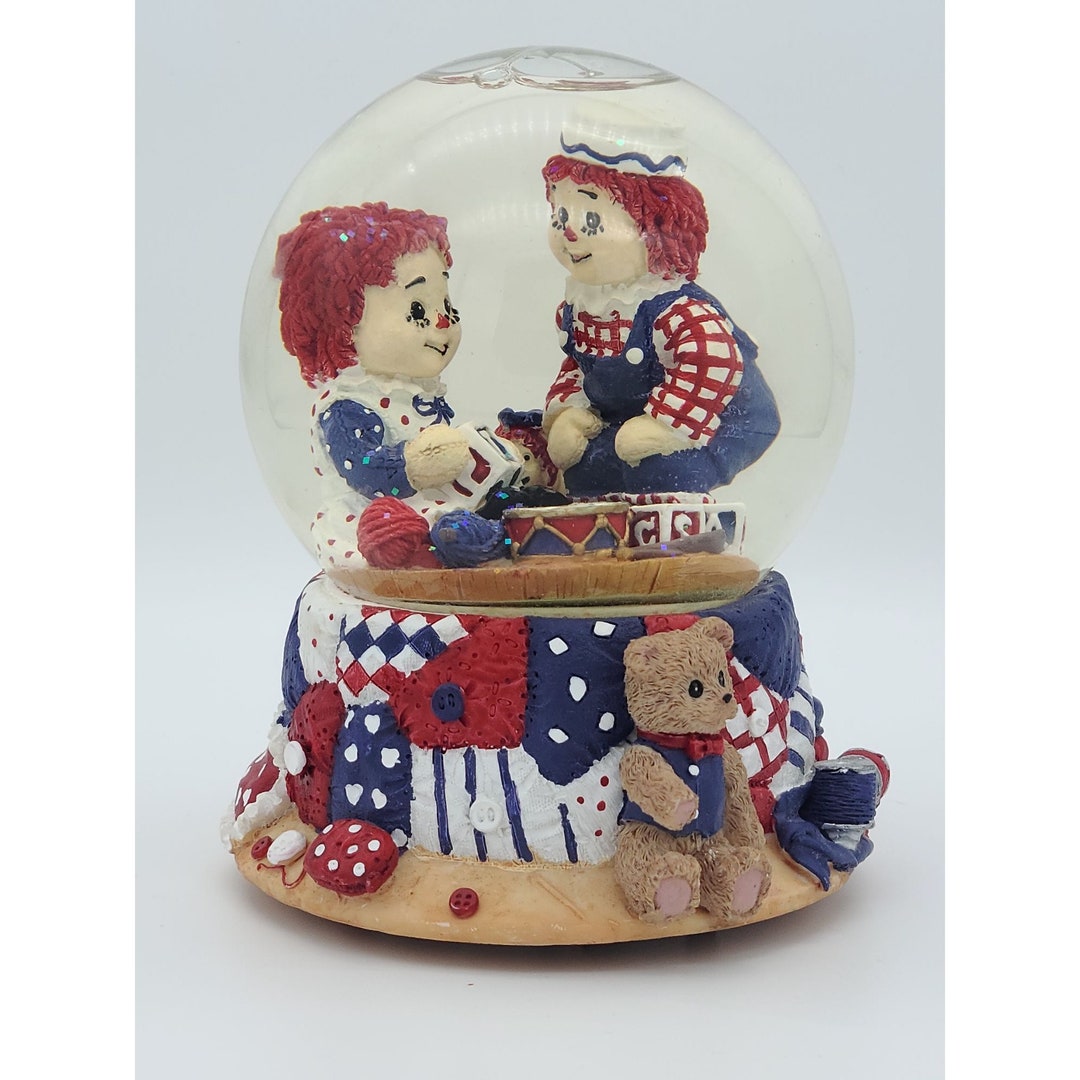 Vintage Raggedy Ann & Andy Doll Snow Globe Music Box Wind up - Etsy