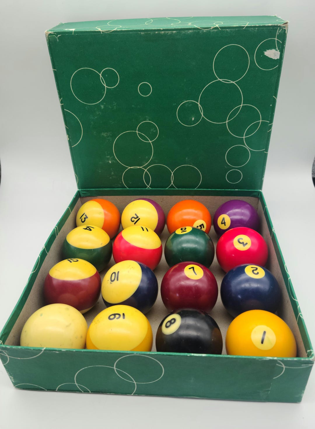 Vintage Aramith Belgium Billiard Set Pool Balls 2.25" Green Box Belgian ...