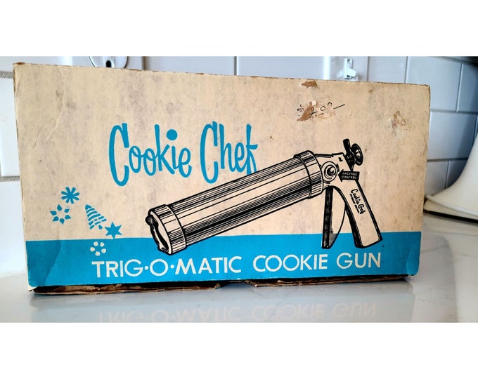 Retro Vintage Trig-o-matic Cookie Chef Gun Press Spritz 7 Discs 10 ...