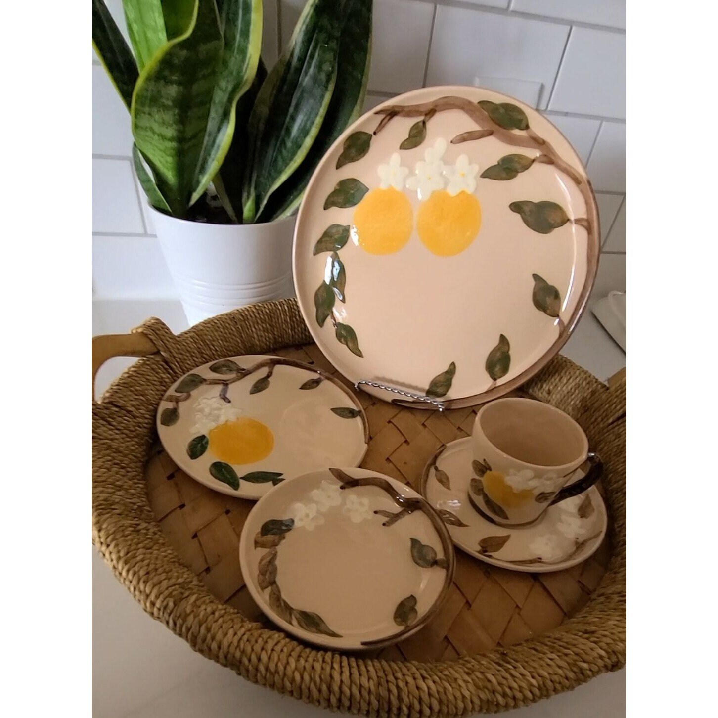 Vtg Mid Century Hollywood Ware Orange Blossom Hand Painted California ...