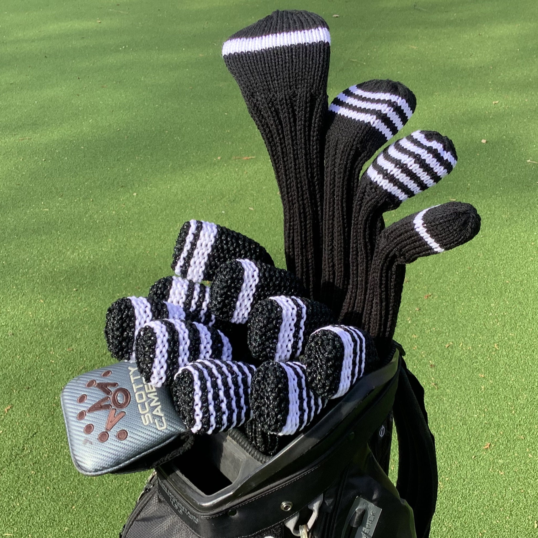 Black and White Golf Club Headcovers for Hybrids, Fairway Woods, Driver ...