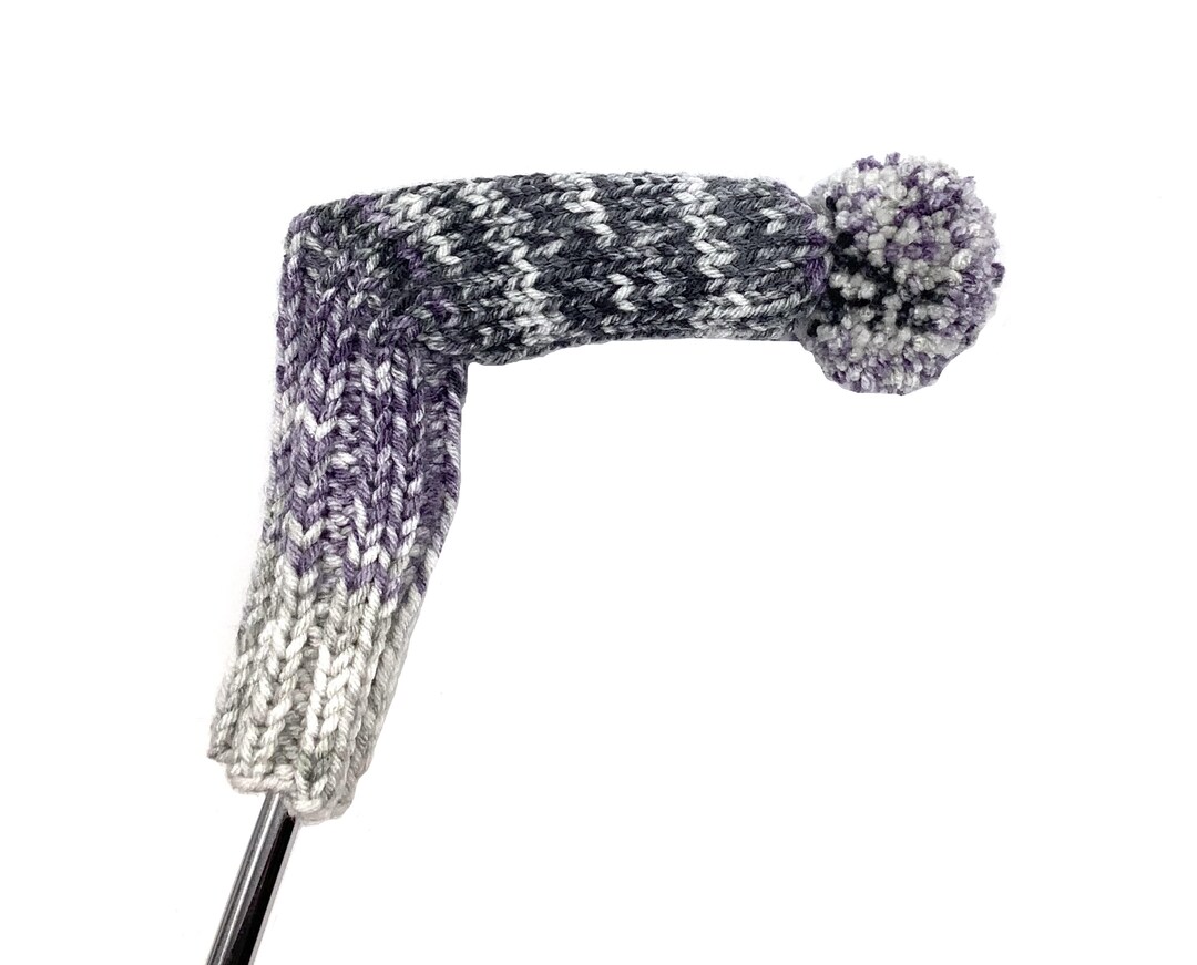 Purple Golf Club Blade Putter Headcover With Pom-pom Hand Knit - Etsy