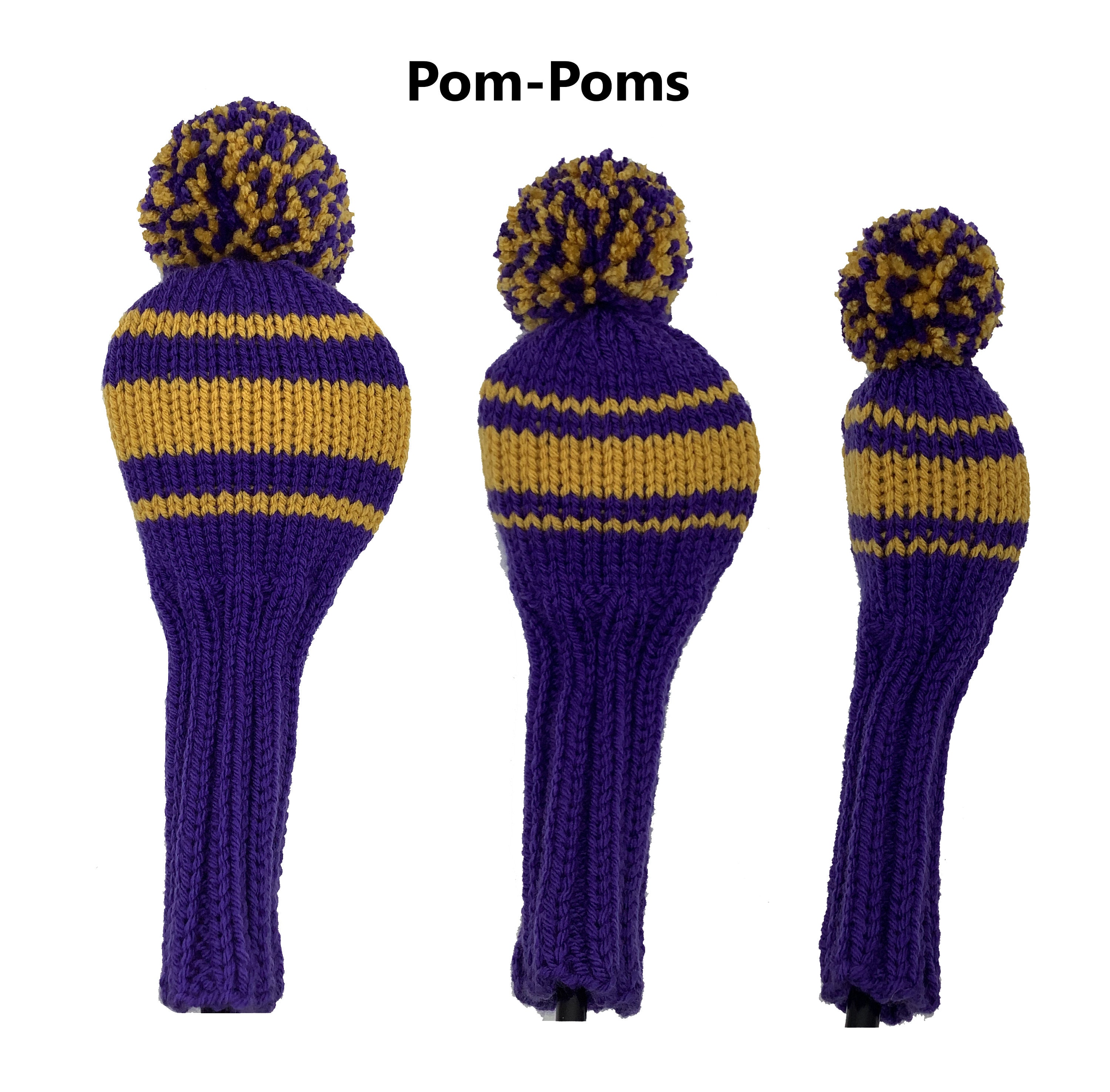 Purple & Gold Golf Club Headcovers for Driver, Fairway Wood and Hybrid ...
