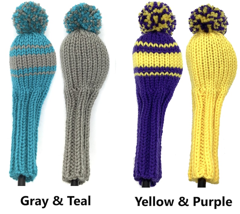 Custom Color Classic Hybrid Golf Club Headcover 2 Pc Set With Pom-poms ...