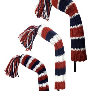 Navy, Red & White Stripe Golf Club Headcovers for Driver, Fairway Wood ...