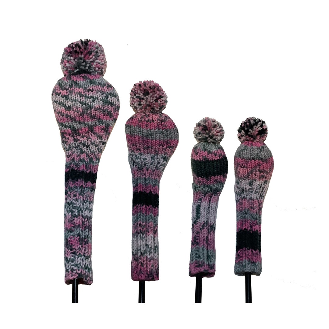 Golf Club Headcover 4 Piece Set Pink, Gray & Black Driver, Fairway Wood ...