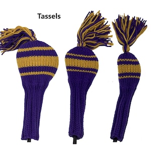 Purple & Gold Golf Club Headcovers for Driver, Fairway Wood and Hybrid ...