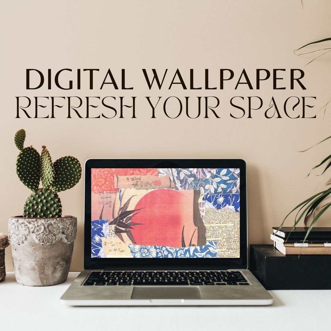 Asian Sunset Desktop Wallpaper for Computer and Zoom, Colorful Hand ...