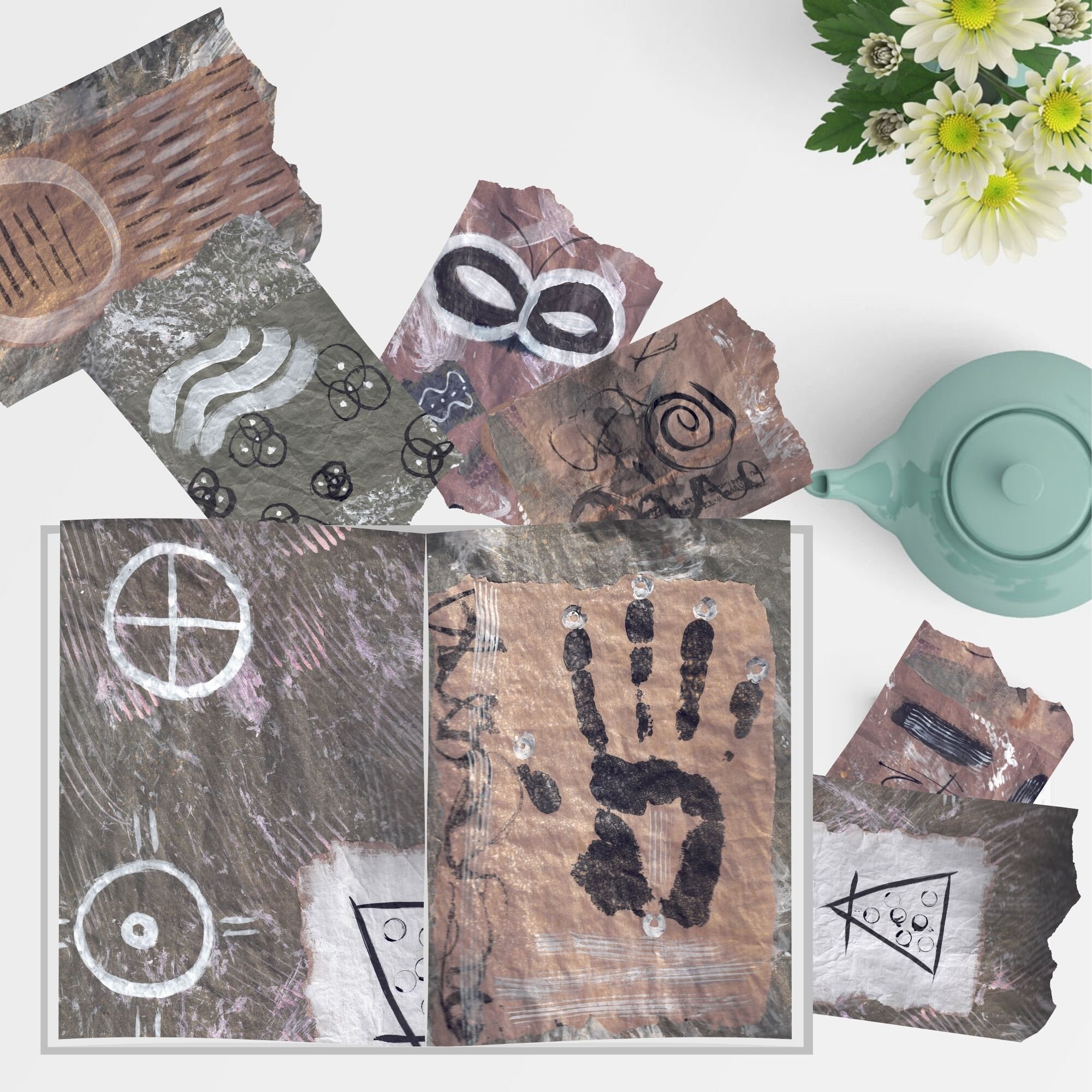 Ancient Codes Scroll Bundle Two Printable Collage Scrapbooking Paper ...