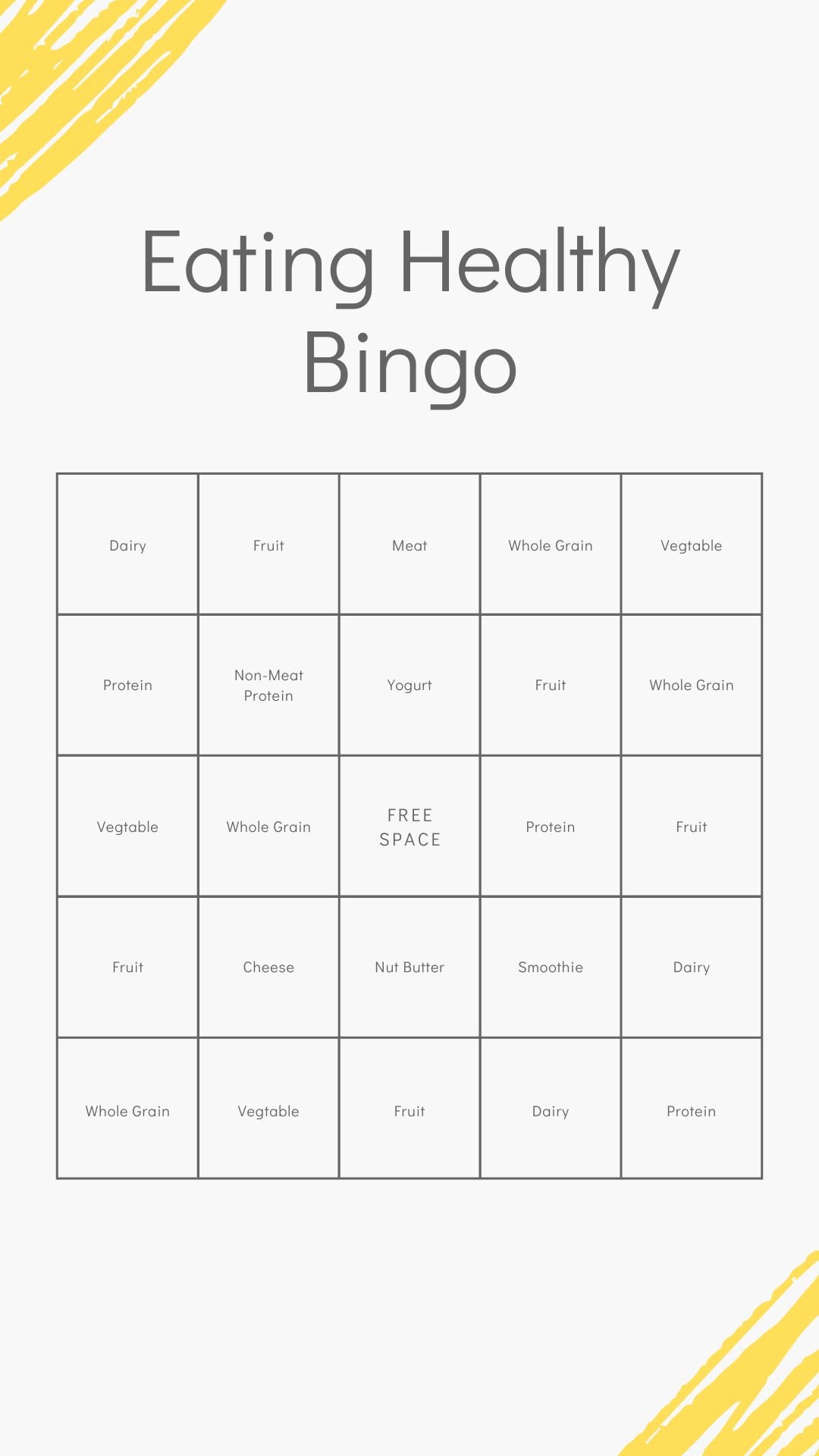 Kids Healthy Eating Bingo - Etsy