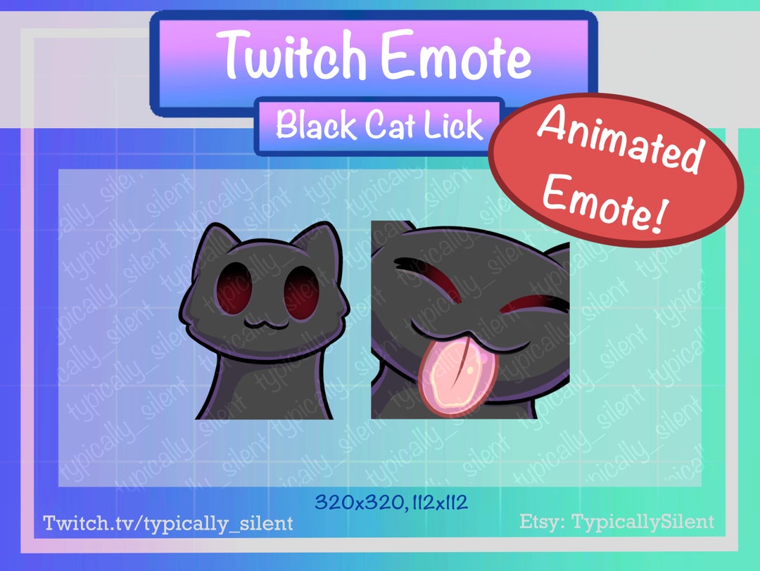 ANIMATED Black Cat Lick Twitch Emotes, Melm Cat Meme, Cute Blep Kitty ...