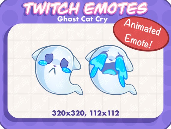 ANIMATED Ghost Cat Cry/sad Emote Cute Kawaii Halloween Emotes - Etsy