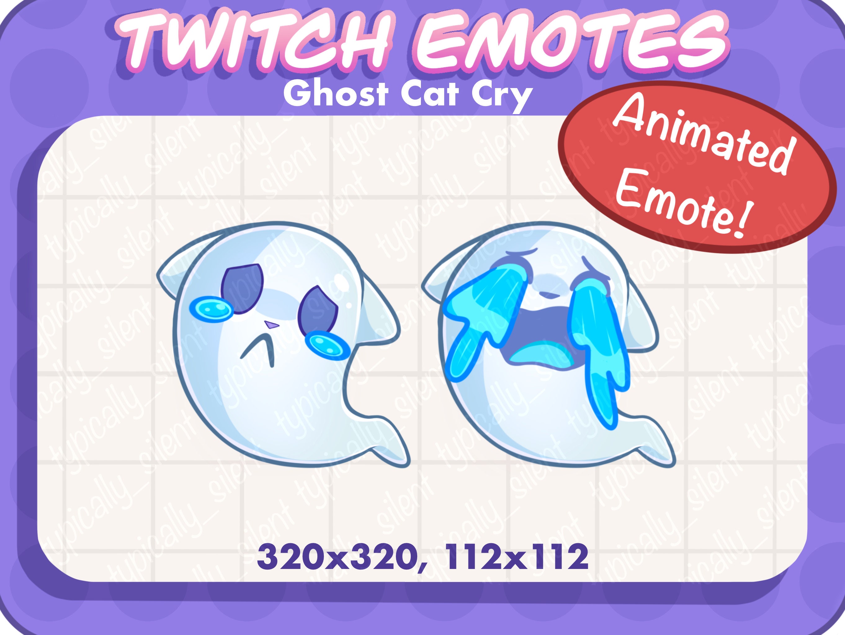 ANIMATED Ghost Cat Cry/sad Emote, Cute Kawaii Halloween Emotes for ...