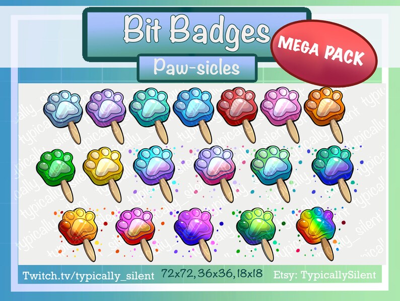 CUTE CAT PAW Bit Badges Bundle, 18 Bit Badges, Sub & Bit Badges for ...