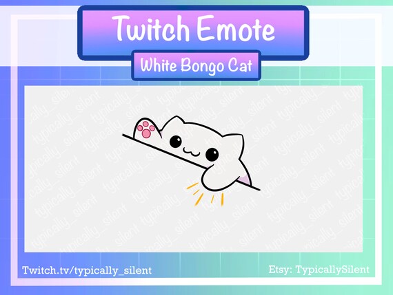 White ANIMATED Dancing Bongo Cat Emote Cute Cat Kitten - Etsy