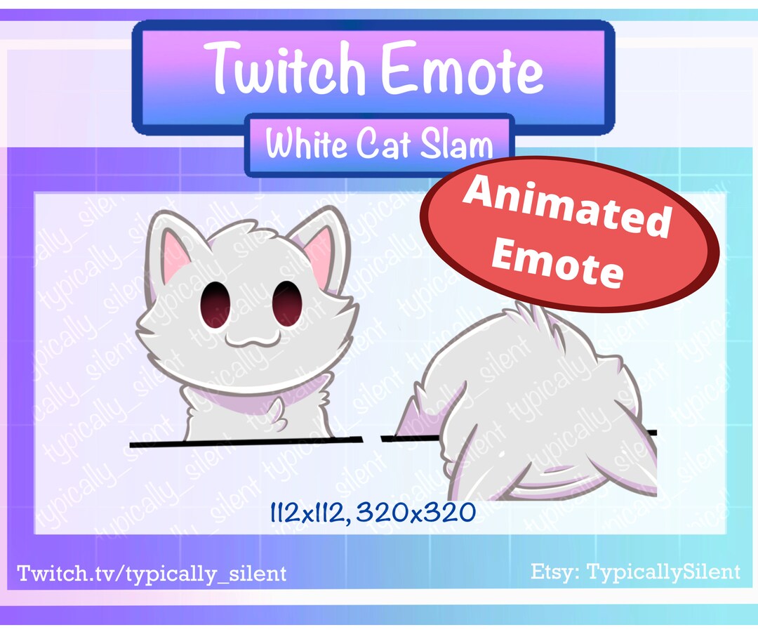 Animated Cute White Cat Emote, Head Slam, Bonk, Kitty Dance, Meme ...