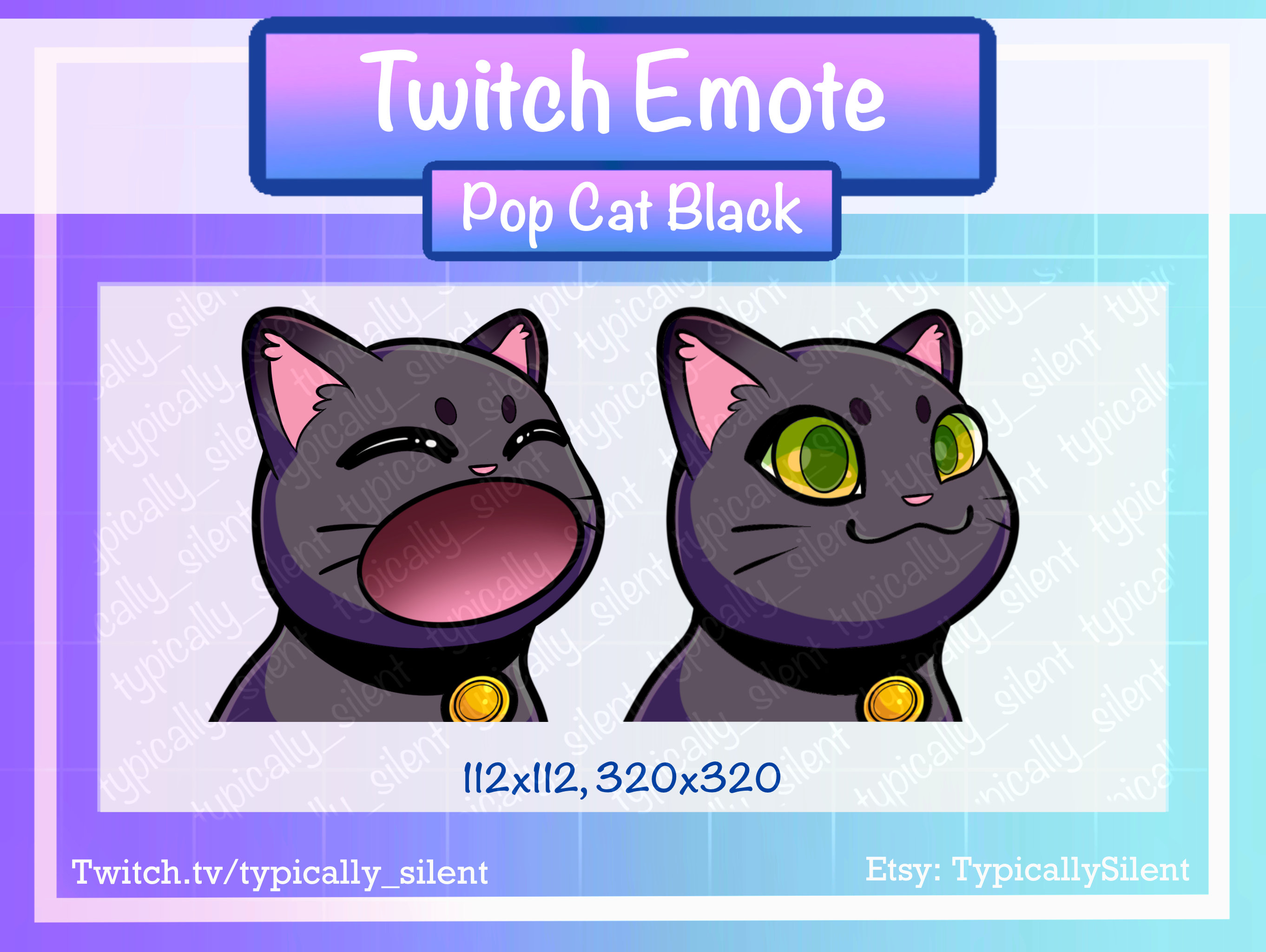 Black Cat, ANIMATED Twitch Emote, Pop Cat Meme, Cute Kawaii Kitty Meow ...