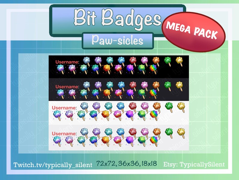 CUTE CAT PAW Bit Badges Bundle, 18 Bit Badges, Sub & Bit Badges for ...
