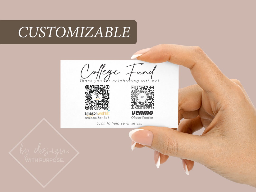 College Savings QR Code Card Share Your Cashapp or Venmo Accounts ...