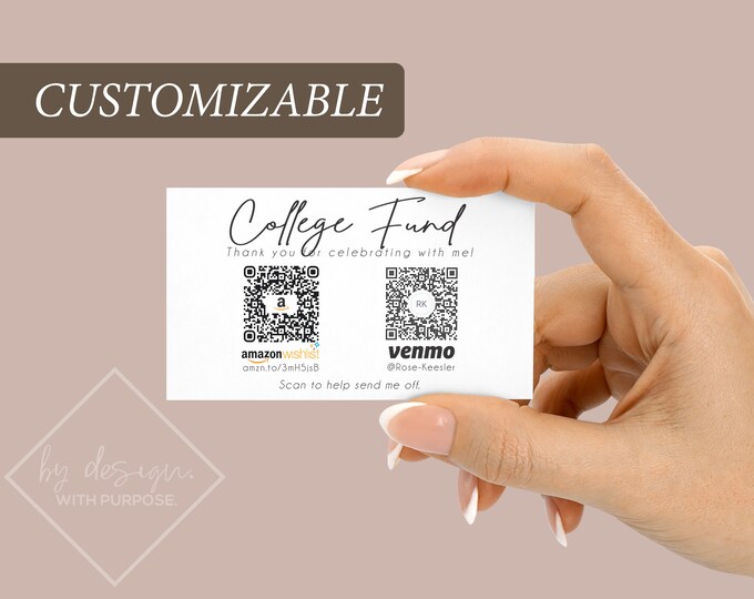 College Savings QR Code Card - Share Your Cashapp or Venmo Accounts ...