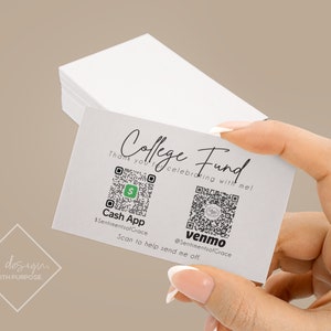 College Savings QR Code Card Share Your Cashapp or Venmo Accounts ...