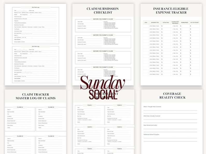 Pet Insurance Tracker | Claim Guide Canva Template (digital Download ...