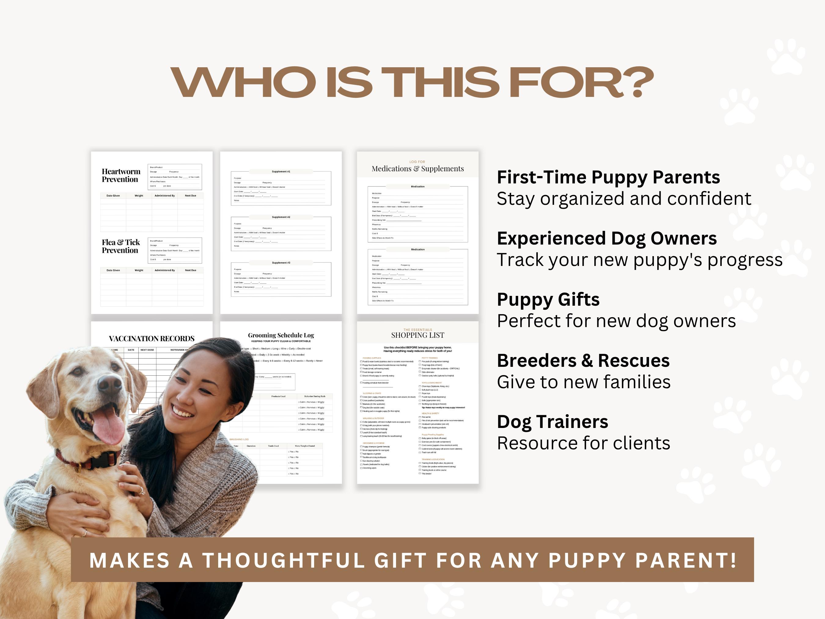 New Puppy Binder Pet Planner Dog Records Vet Record Canva Template ...
