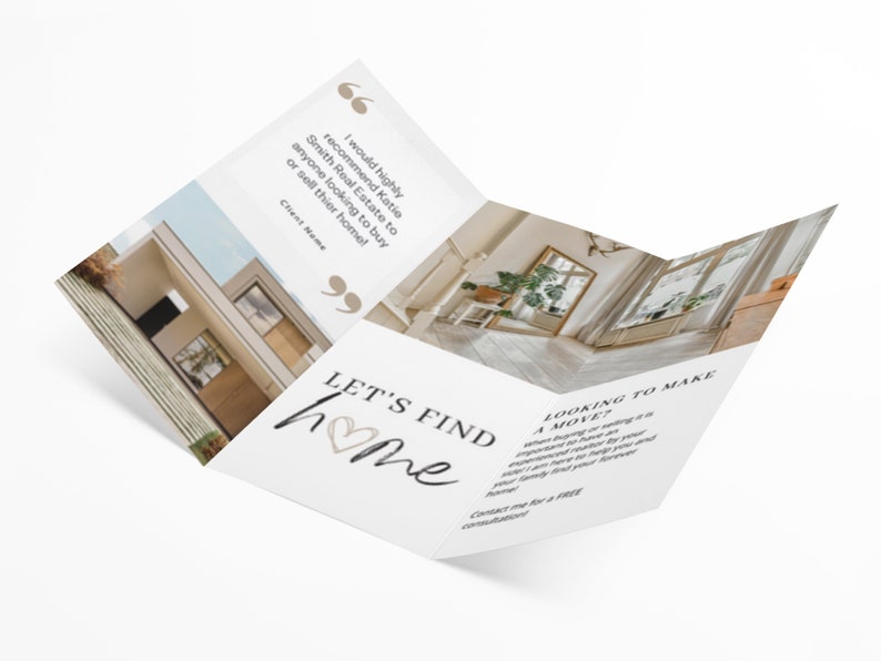 Neutral Realtor Tri-fold Brochure - Etsy