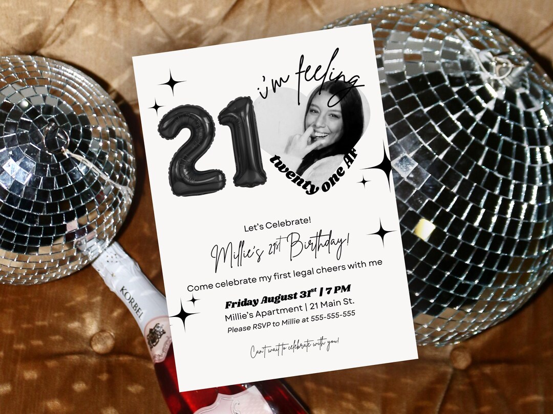 Feeling 21 AF Birthday Invitation • Photo Template (digital Download ...