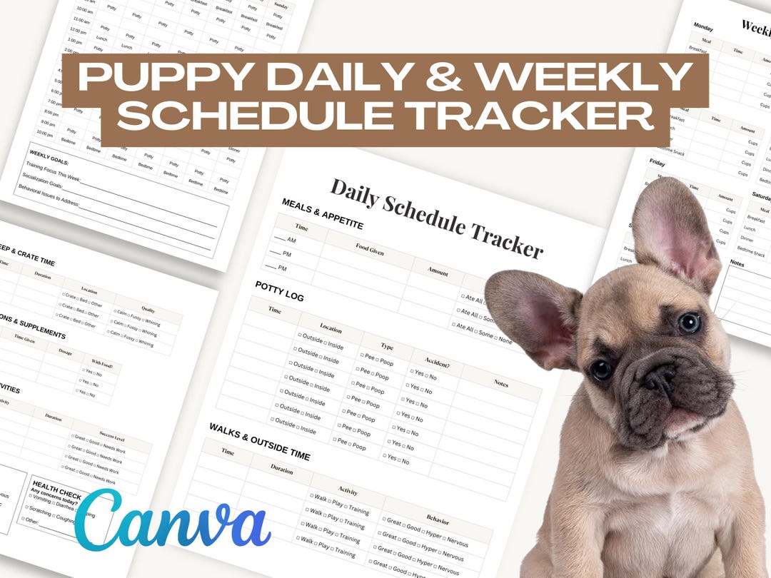 Puppy Tracker Printable 8.5x11 | Daily Weekly Schedule Pet Canva ...