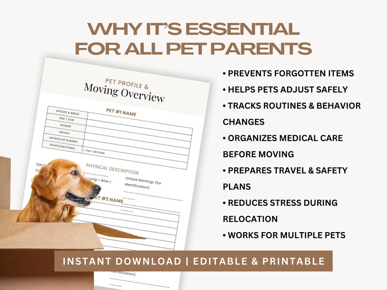 Pet Moving Binder Template | Canva Checklist, Planner (digital) - Etsy