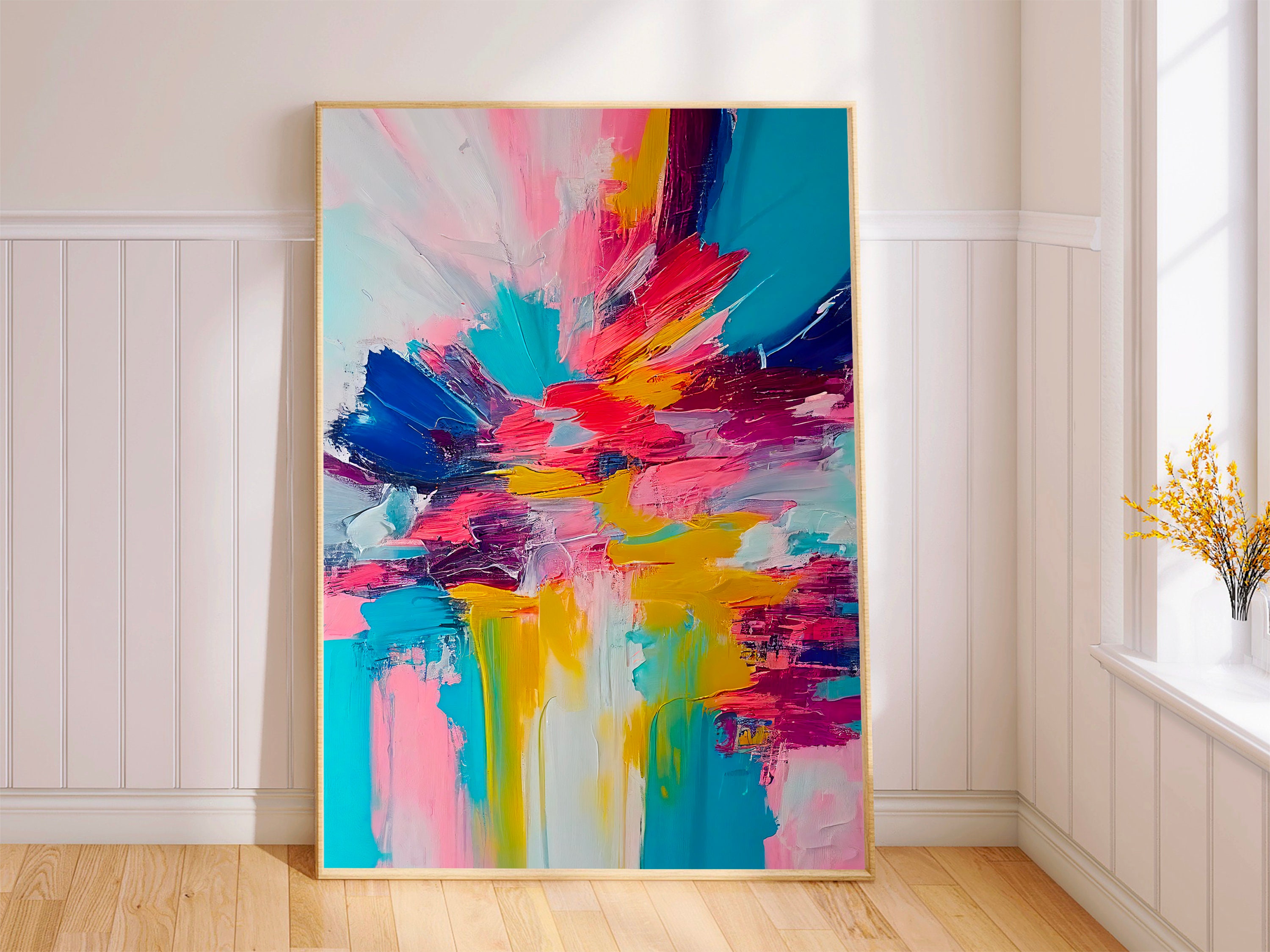 Modern Wall Art, Colorful Wall Art, Abstract Painting, Digital Download ...