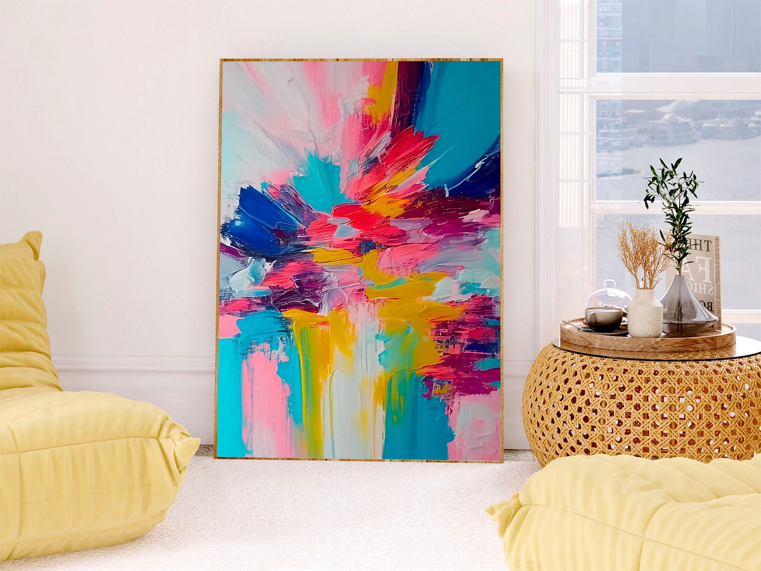Modern Wall Art, Colorful Wall Art, Abstract Painting, Digital Download ...