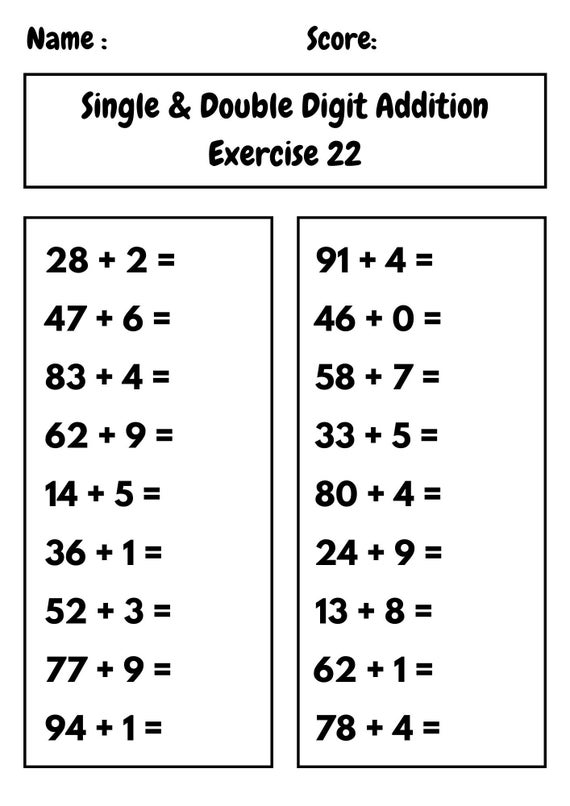 Addition Worksheets Double Digit Without 15 Printable Double Digit