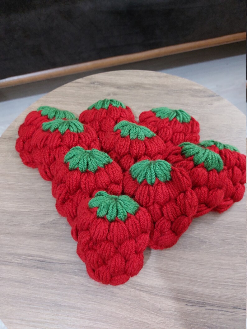 12 Handmade Knit Strawberry Appliques, Sweater & Earring Embellishments ...