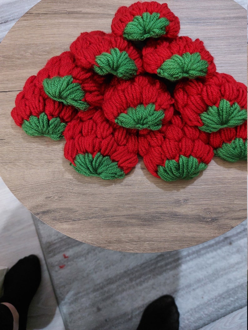 12 Handmade Knit Strawberry Appliques, Sweater & Earring Embellishments ...
