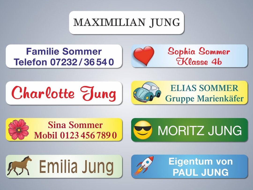 132 MINI Name Stickers, 50 X 10 Mm, Self-adhesive Name Labels ...