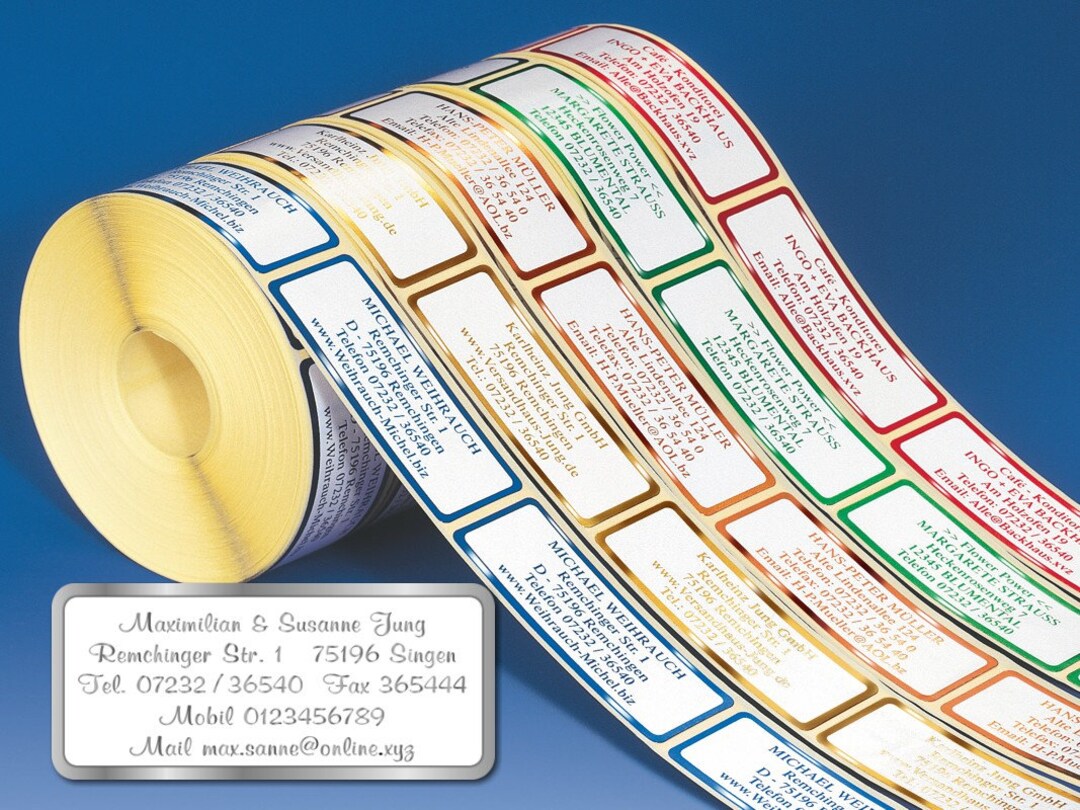 500 De-luxe Address Labels XL, Self-adhesive Name Labels on a Roll ...