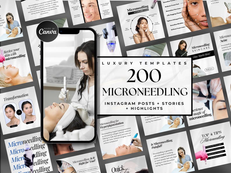 200 Microneedling Instagram Templates | Skincare Templates ...