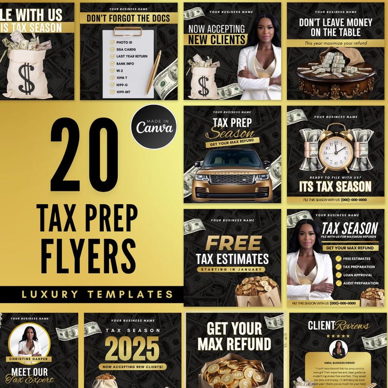 20 Tax Prep Bundle Black Tax Prep Flyer Bundle Tax Prep Flyer 2025 Tax ...