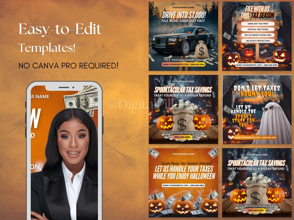 10 Halloween Tax Preparer Templates | Tax Prep Flyer Halloween | Tax ...